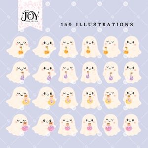 Ghost Kawaii Clipart Bundle – Cute Halloween PNG Designs for ...