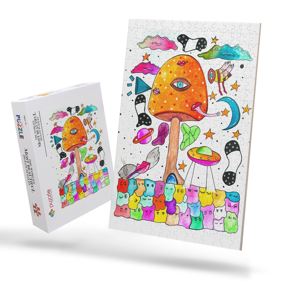 TRIPPY MUSHROOM PUZZLE Gift Jigsaw Trippy Puzzle 300-piece - Etsy