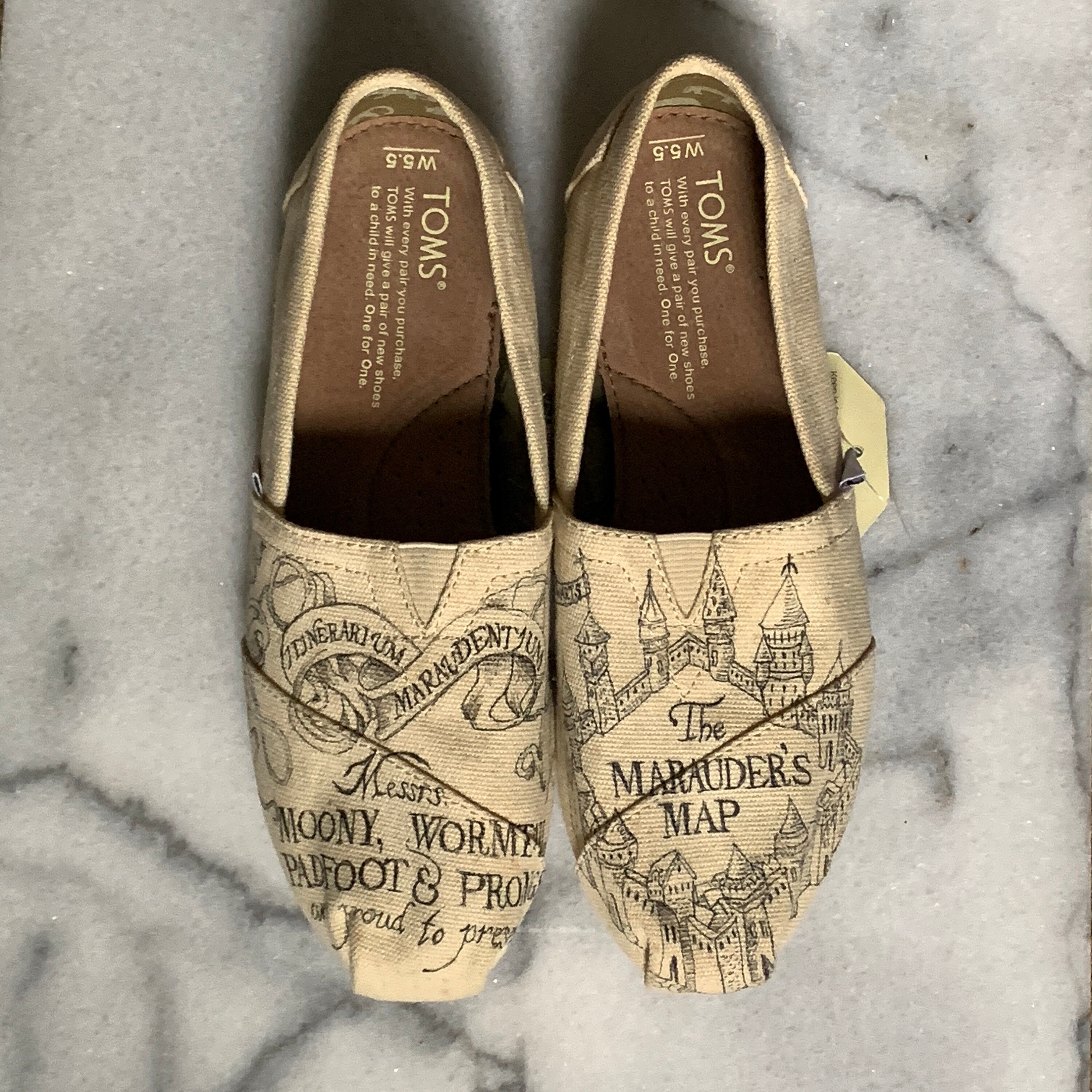 Hand Drawn Marauders Map Inspired Toms Vans Converse Shoes Harry Potter ...