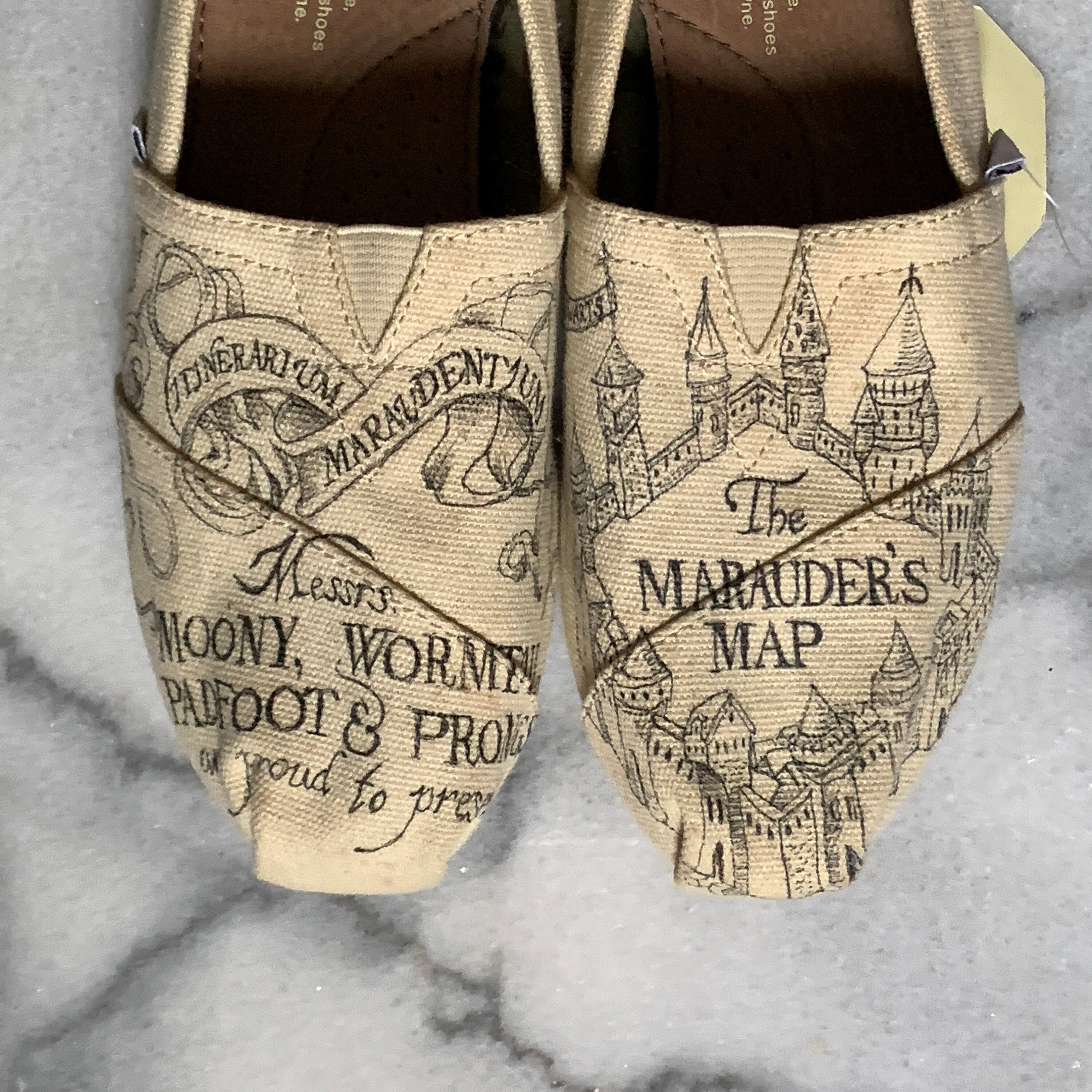 Hand Drawn Marauders Map Inspired Toms Vans Converse Shoes Harry Potter ...