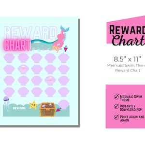 Printable Mermaid Reward Chart, Instant Download Sticker Chart, Toddler ...
