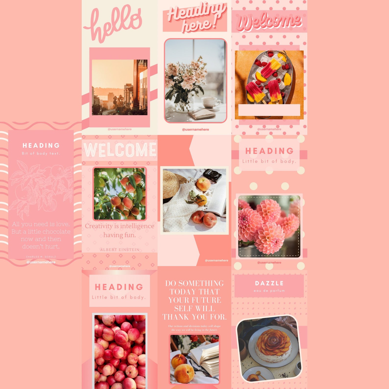 Peach Instagram Templates for Canva Girly Instagram Template - Etsy