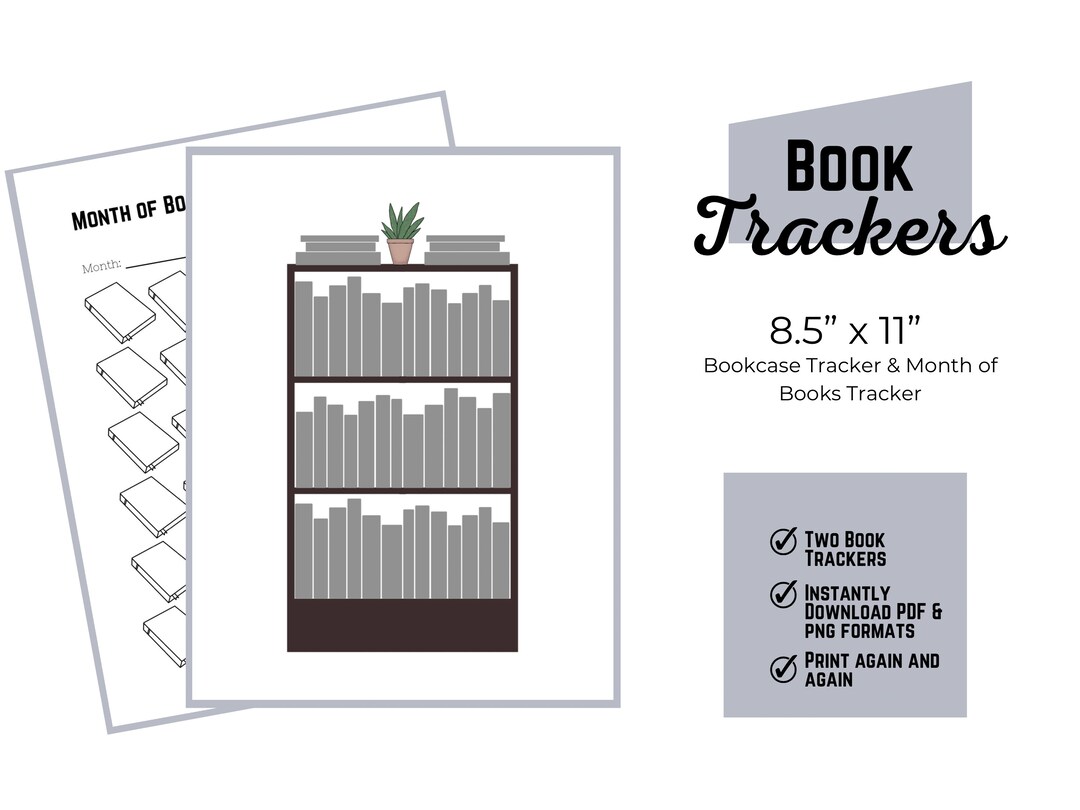 Bookcase Books Read Tracker Printable, Month of Books Log Printable ...
