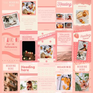 Peach Instagram Templates for Canva, Girly Instagram Template, Premade ...