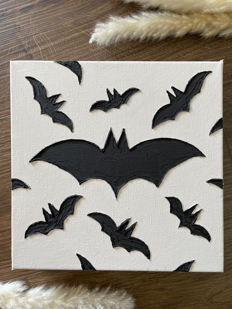 Halloween Painting| Bat Painting| Textured Bat Painting| Wall Art ...