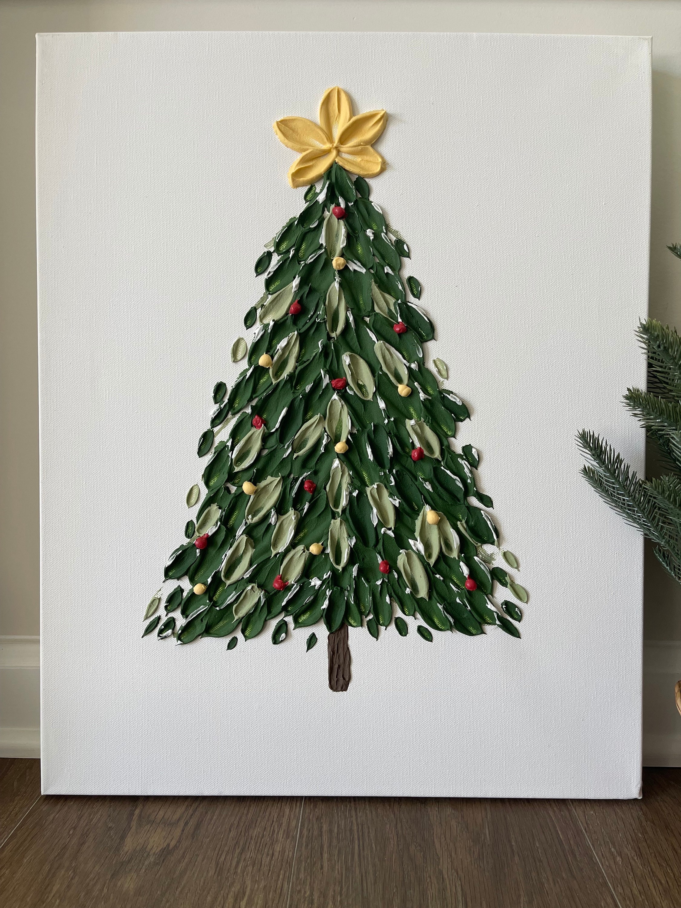 Texture Painting Christmas Tree Textured Acrylic Painting Wall Art Wall ...