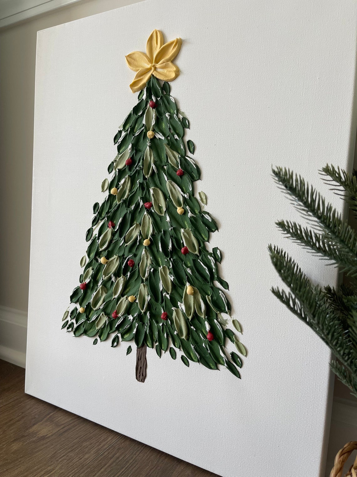 Texture Painting Christmas Tree Textured Acrylic Painting Wall Art Wall ...