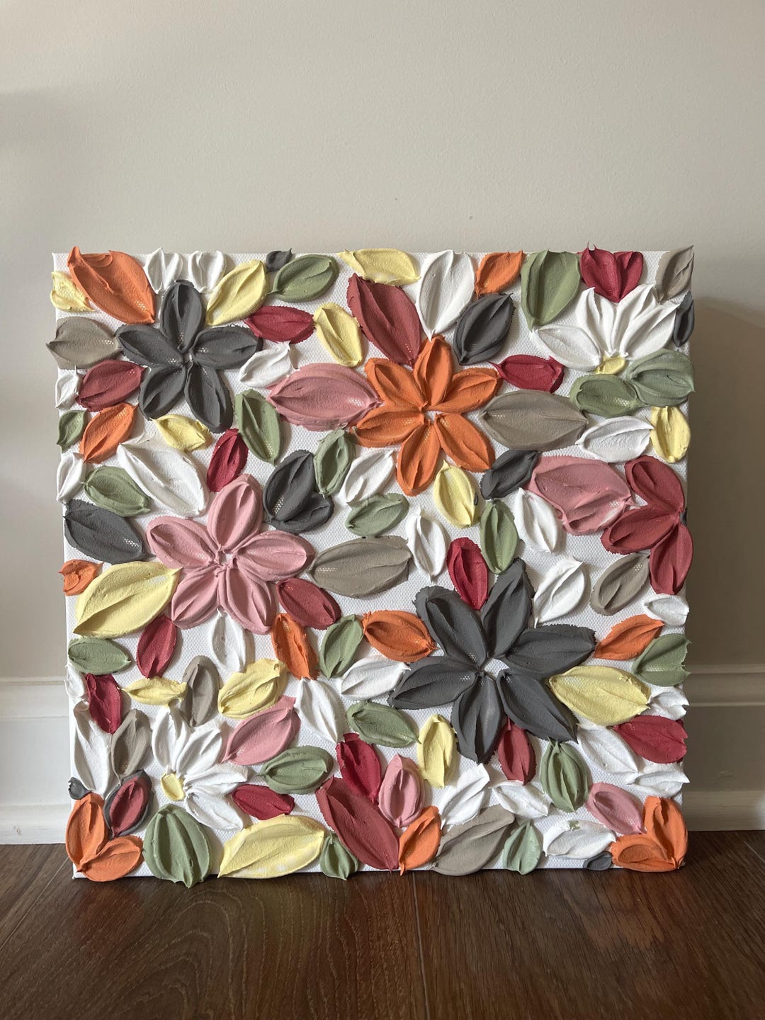 Texture Painting | Textured Flower Art| Textured Flower Painting | Wall ...