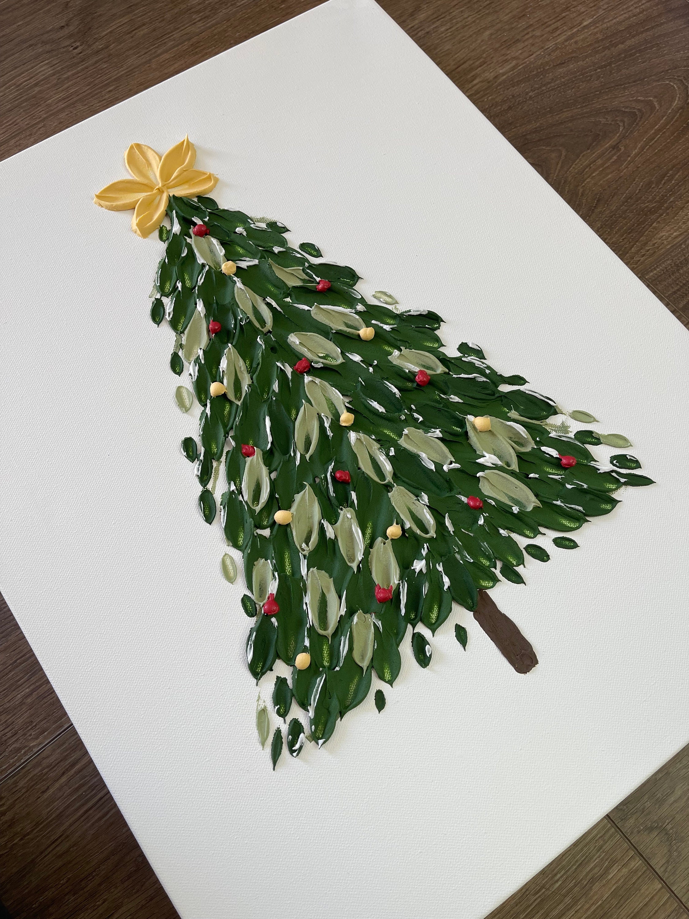 Texture Painting Christmas Tree Textured Acrylic Painting Wall Art Wall ...