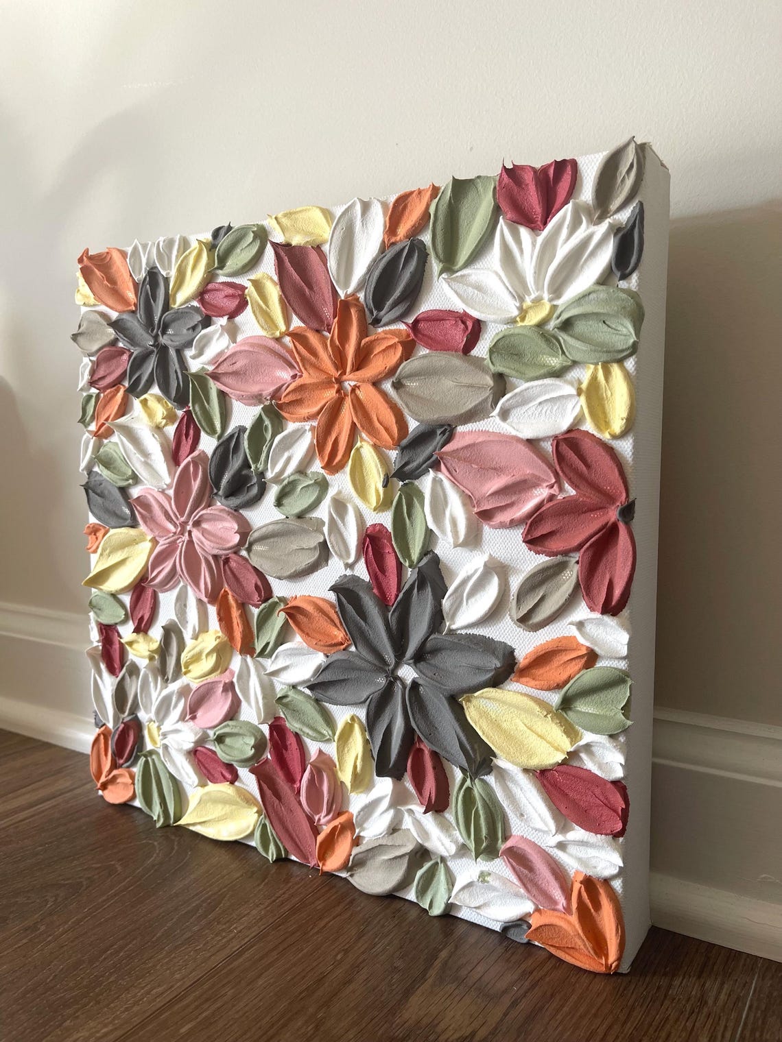 Texture Painting | Textured Flower Art| Textured Flower Painting | Wall ...