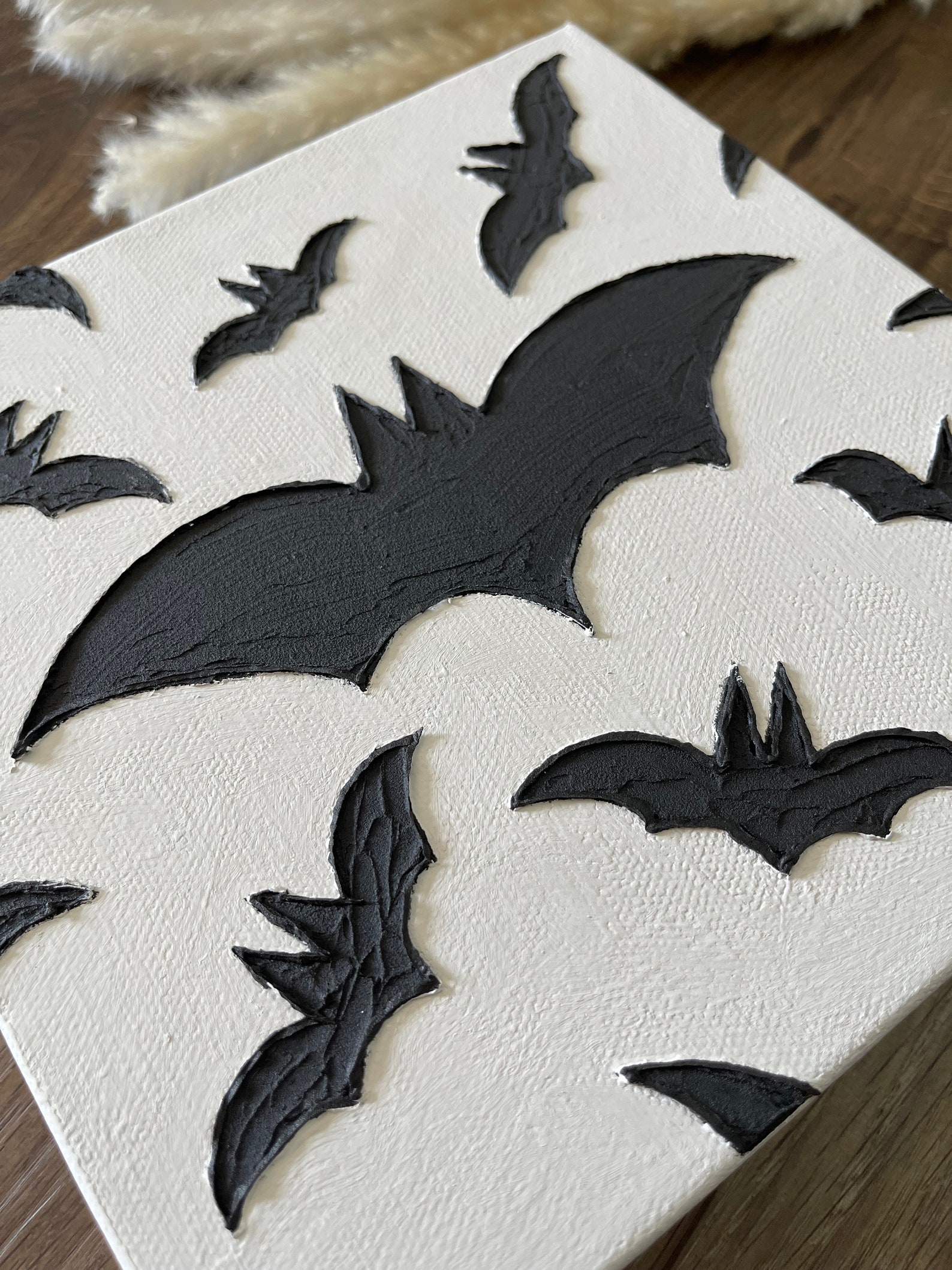 Halloween Painting| Bat Painting| Textured Bat Painting| Wall Art ...