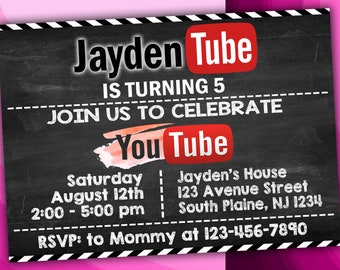 Youtube Birthday Invitation | Etsy