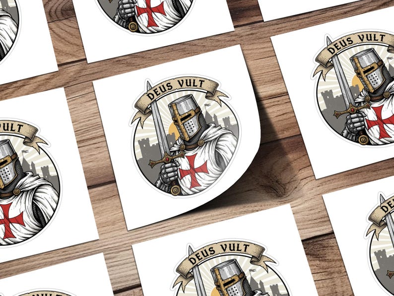 Deus Vult Knight Stickers, Crusader Stickers, Medieval Knight Stickers ...