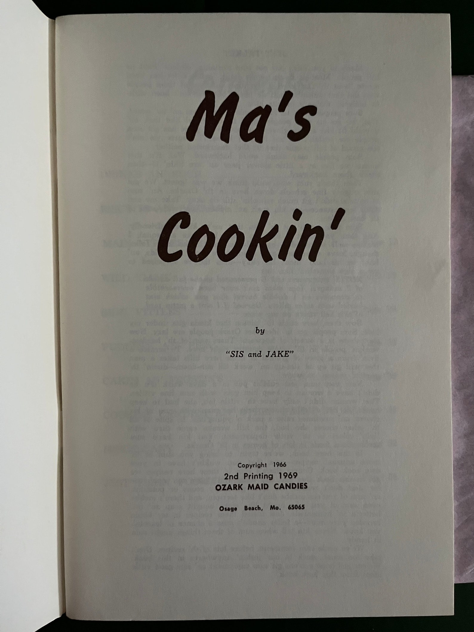 Mas Cookin Mountain Recipes 1969 - Etsy
