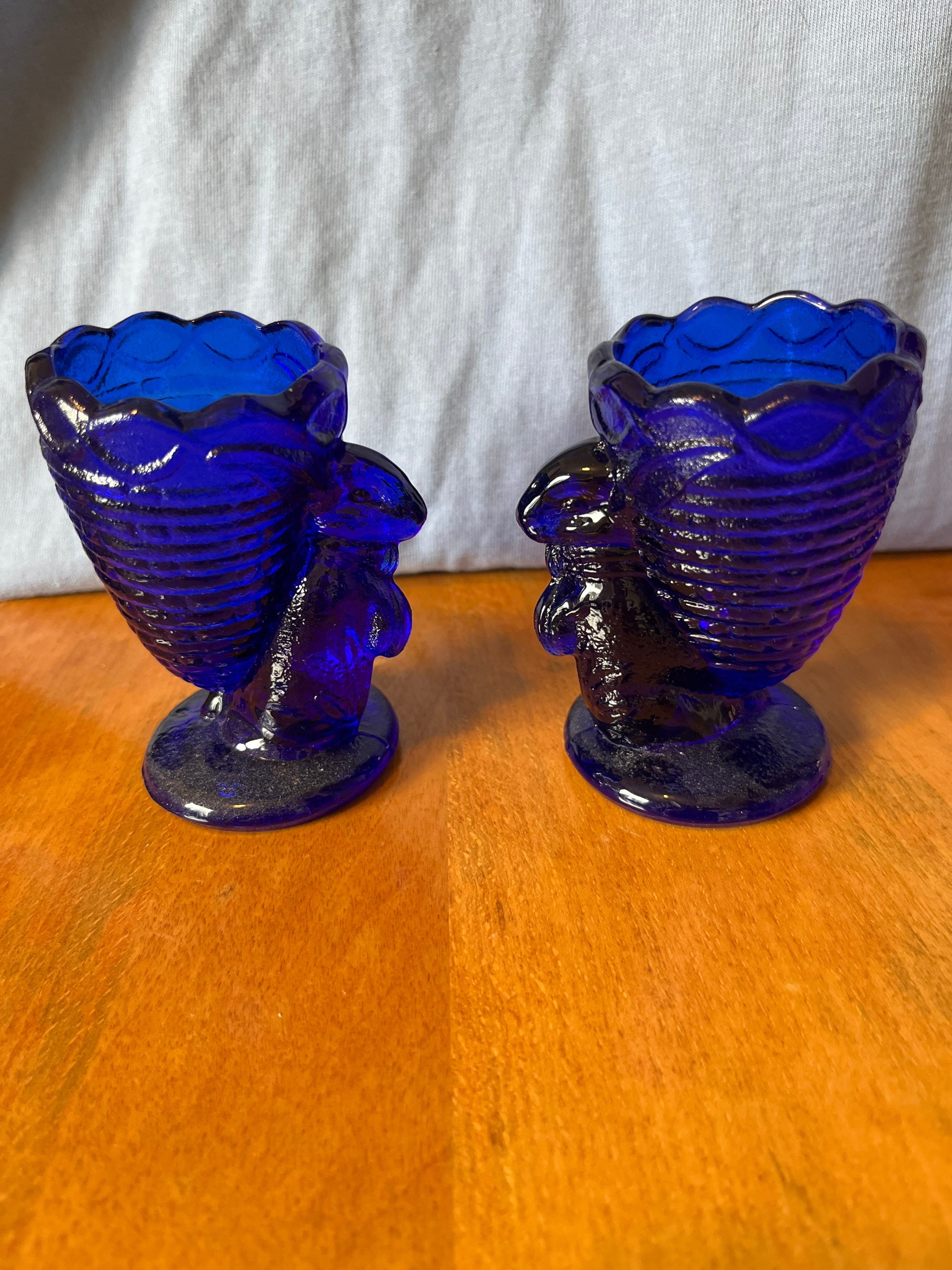 Cobalt Blue Depression Glass Basket