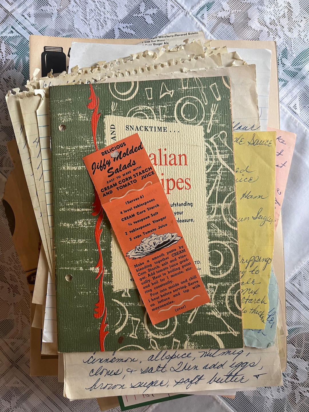 Recipe Assortment of Handwritten Recipes, Old Newspaper Clippings, and ...