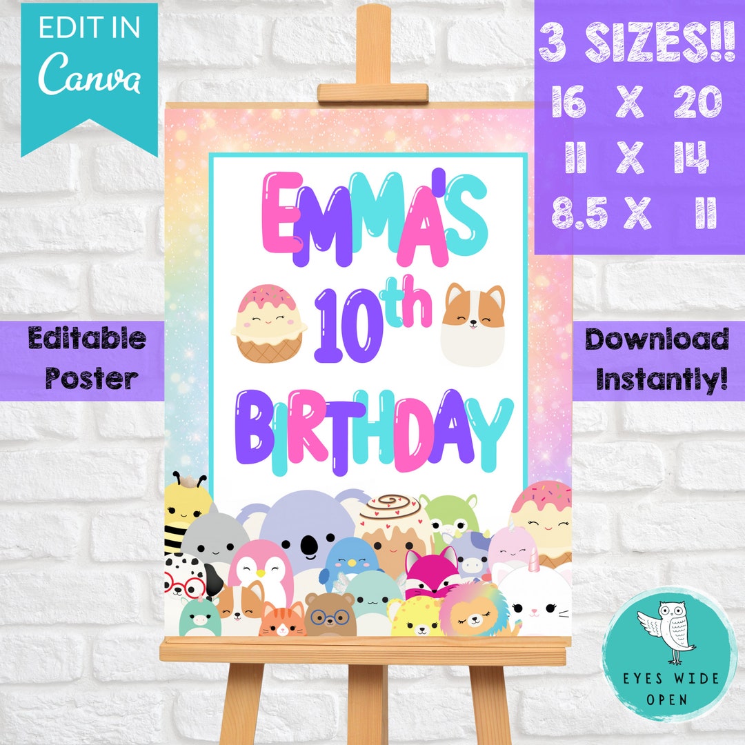 Custom Coordinating Squishy Birthday Party Poster Three Sizes Included ...