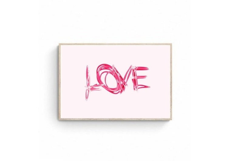 Love Typography Wall Art Printable, Pink Love Poster, INSTANT DOWNLOAD ...