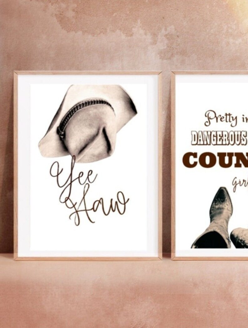 Yeehaw Country Western Wall Art Printable, Western Wall Art, Cowboy Hat ...