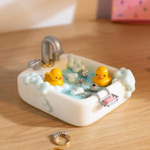 Bath Duck Trinket Dish | Resin Trinket Tray | Girls Trinket Bowl for ...