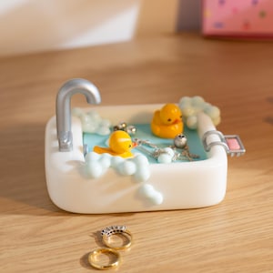 Bath Duck Trinket Dish | Resin Trinket Tray | Girls Trinket Bowl for ...