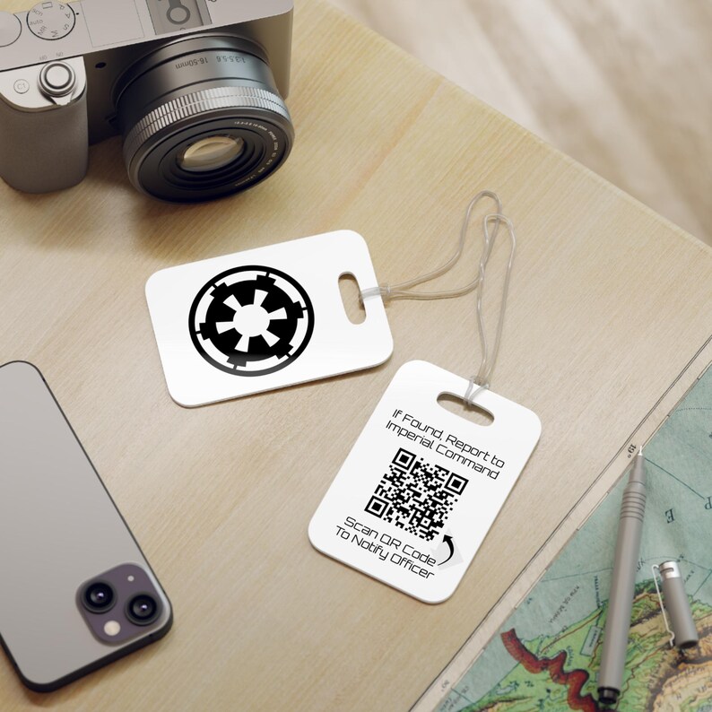 Custom QR Code Galactic Empire Imperial Emblem White Luggage Tag ...
