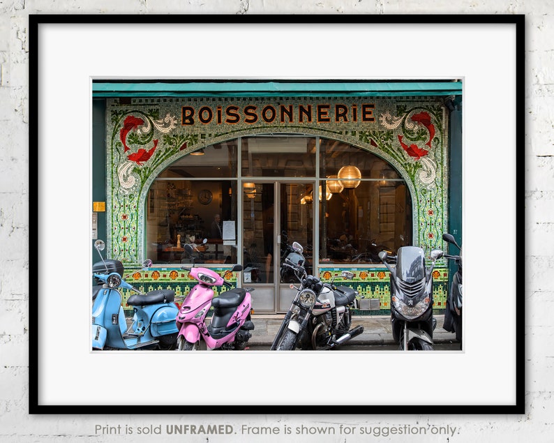 Paris Cafe Photo Print, "boissonnerie" With Storefront and Vespa Bikes ...