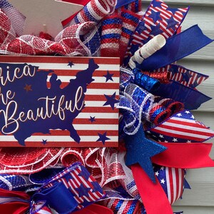 Patriotic Wreath for Front Door Veterans Day Wreath Independence Day ...