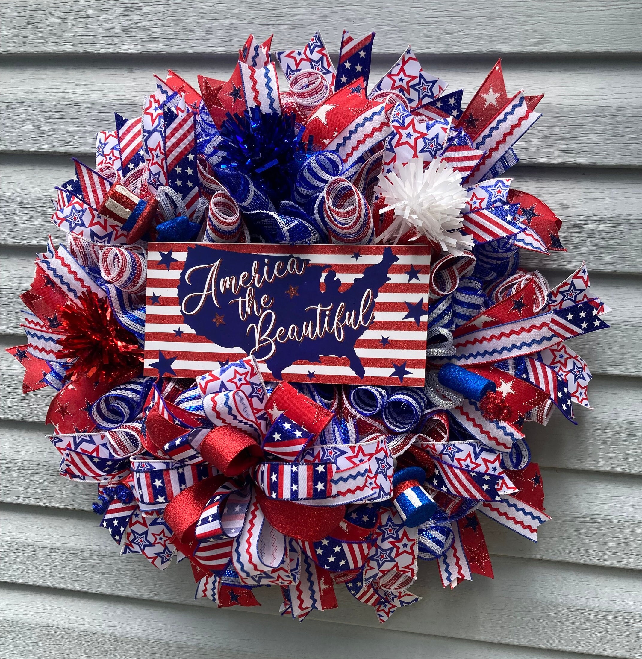 Patriotic Wreath for Front Door Veterans Day Wreath - Etsy