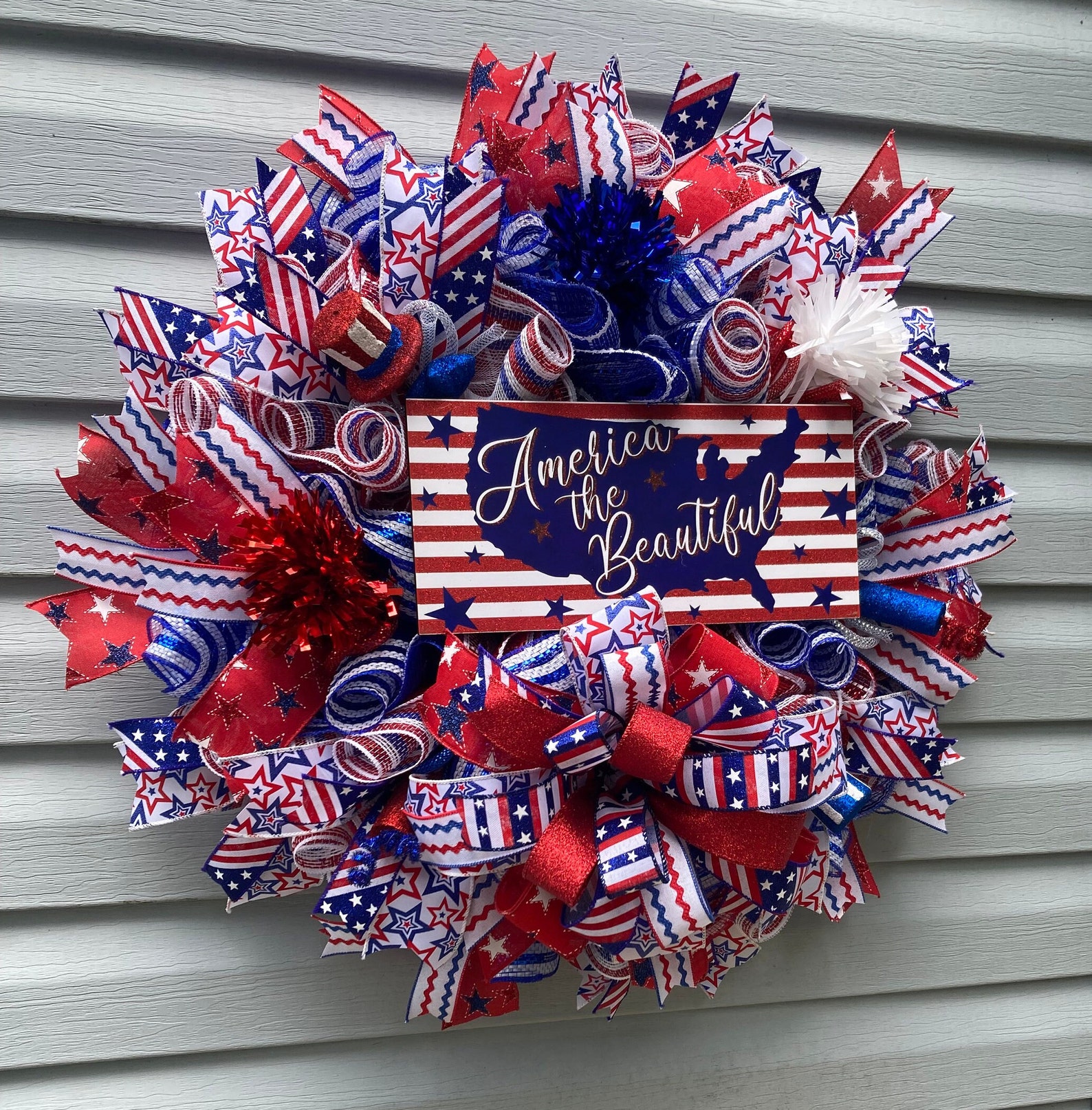 Patriotic Wreath for Front Door Veterans Day Wreath - Etsy