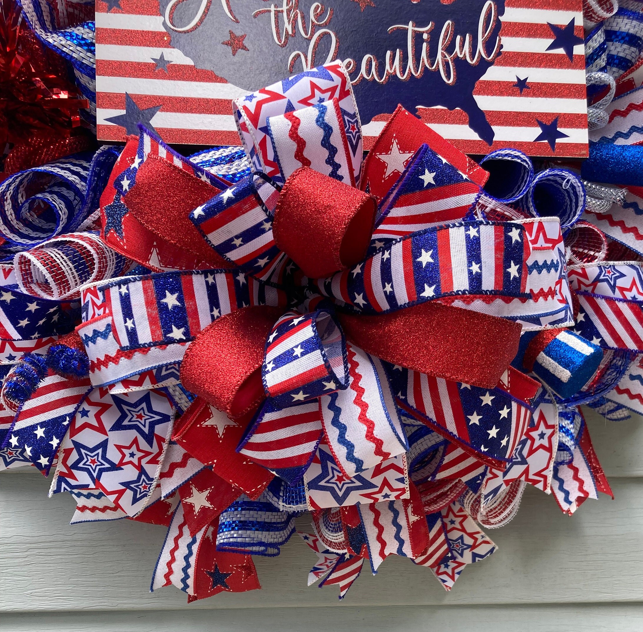 Patriotic Wreath for Front Door Veterans Day Wreath - Etsy