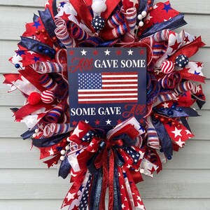 Patriotic Wreath for Front Door Veterans Day Wreath Independence Day ...