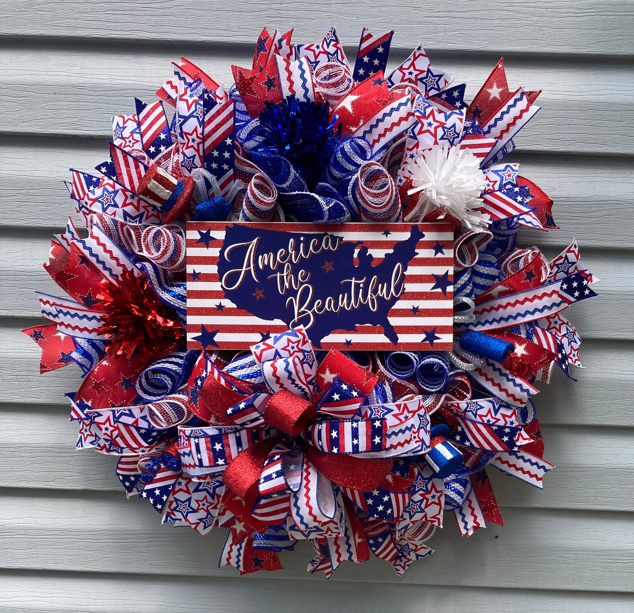 Patriotic Wreath for Front Door Veterans Day Wreath - Etsy
