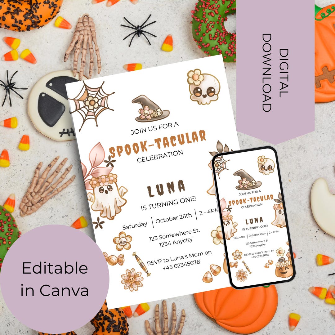 Halloween Birthday Invitation: Spook-tacular Kids Party, Gender Neutral ...