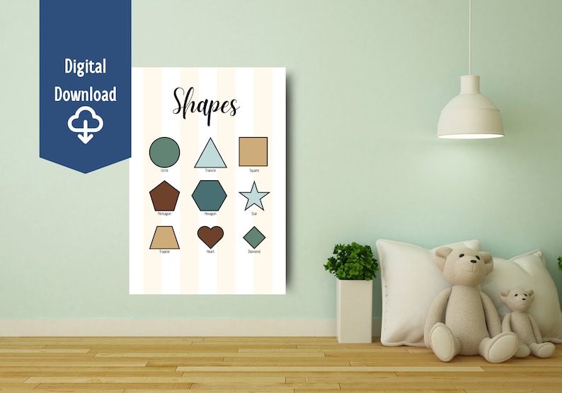 Shapes Poster, Printable Educational Wall Art, Shapes Wall Decor ...