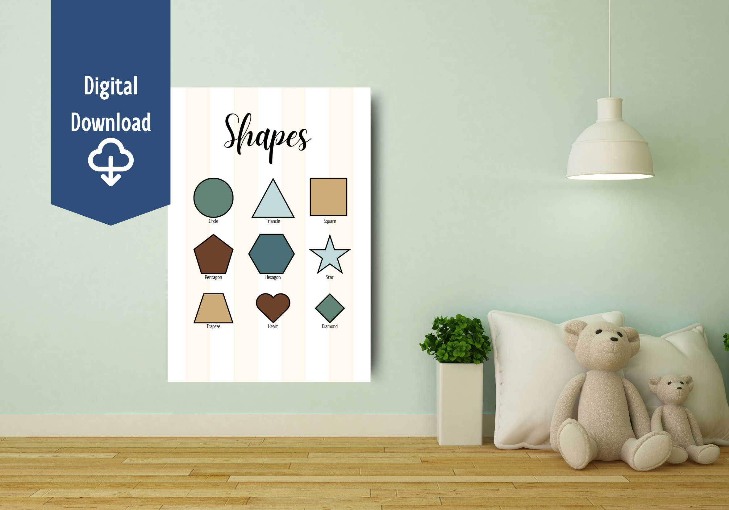 Shapes Poster, Printable Educational Wall Art, Shapes Wall Decor ...