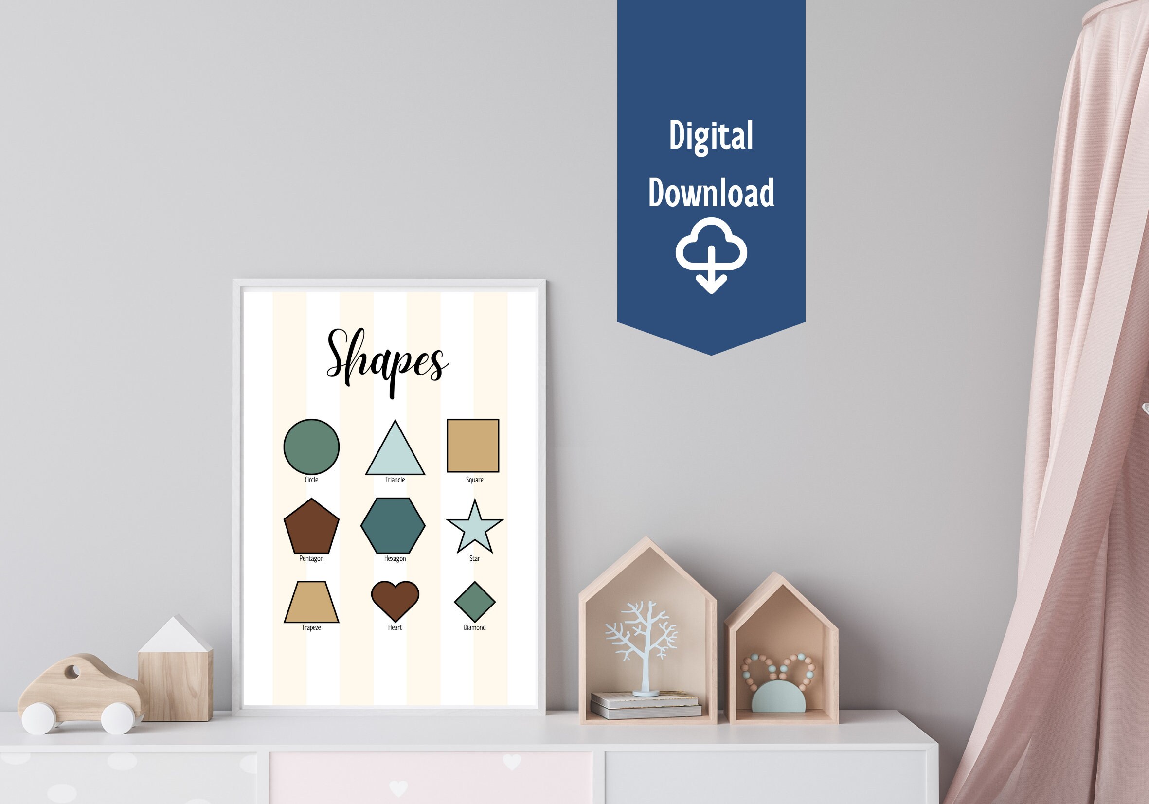Shapes Poster, Printable Educational Wall Art, Shapes Wall Decor ...