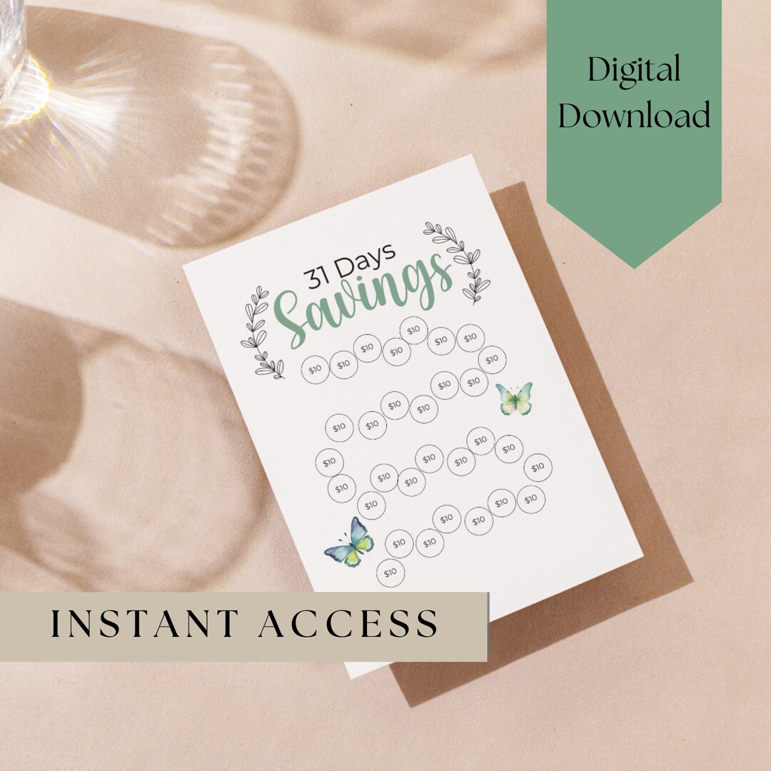Printable Savings Challenge 30-day Printable Save 10 Dollars a Day ...