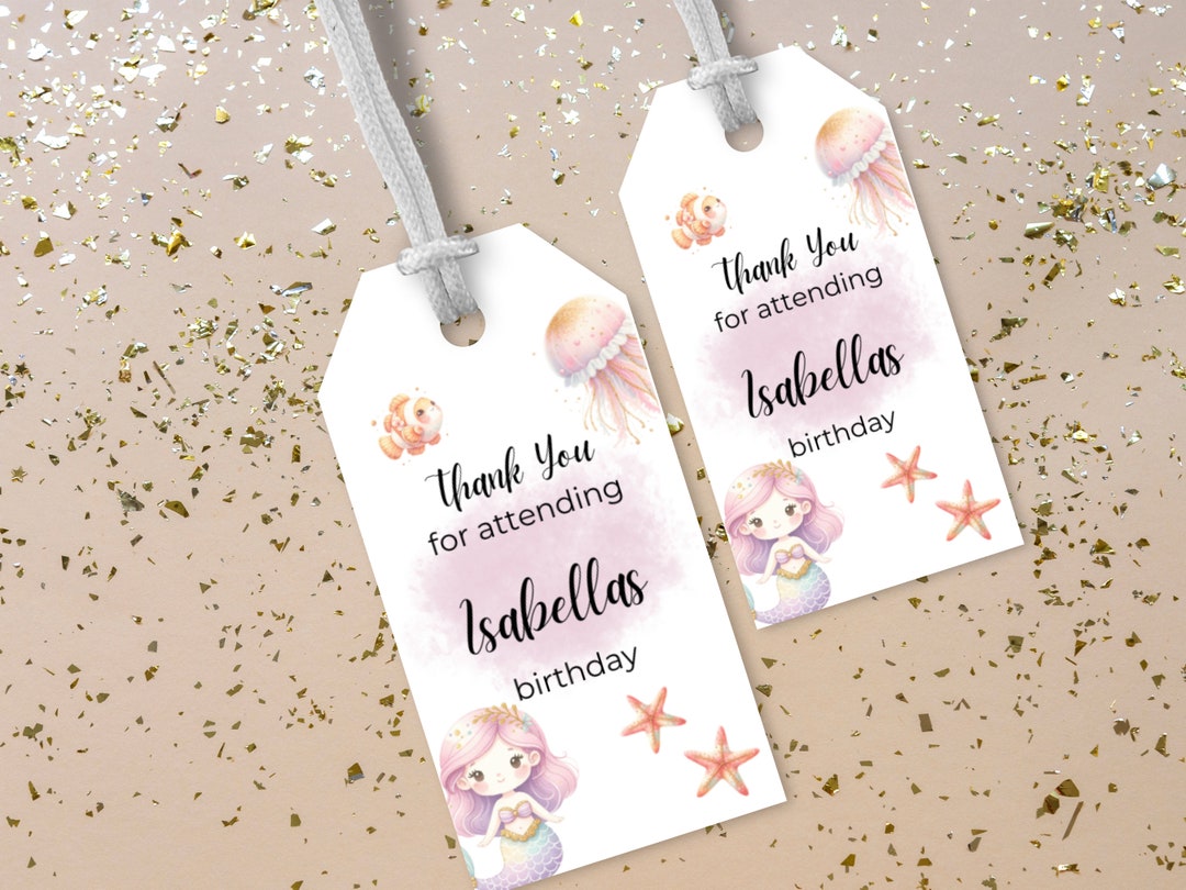 Mermaid Gift Tag for Kids Mermaid Favor Tag Editable Template Under the ...