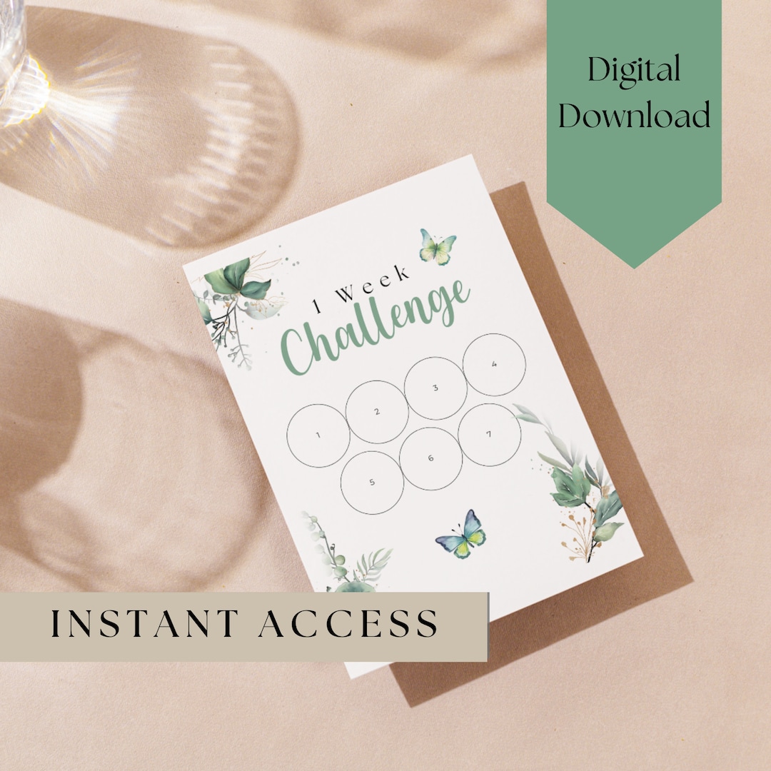 Printable 1 Week Challenge Tracker: DIY Goal Setting (digital Download ...
