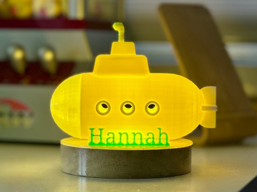 Submarine Kids Personalized Yellow LED Lamp - Perfect Birthday Gift for ...