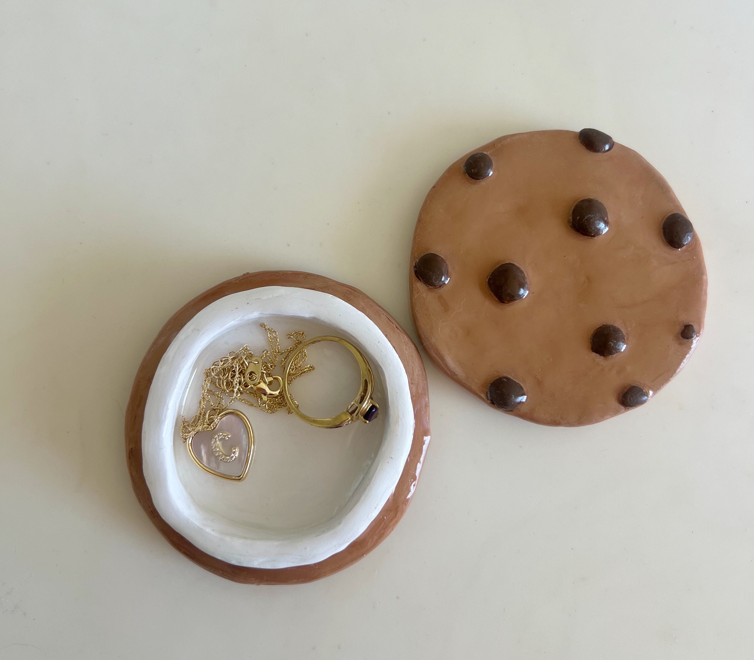 Cookie Trinket Box, Food Jewelry Box, Handmade Clay Trinket Dish, Ring ...