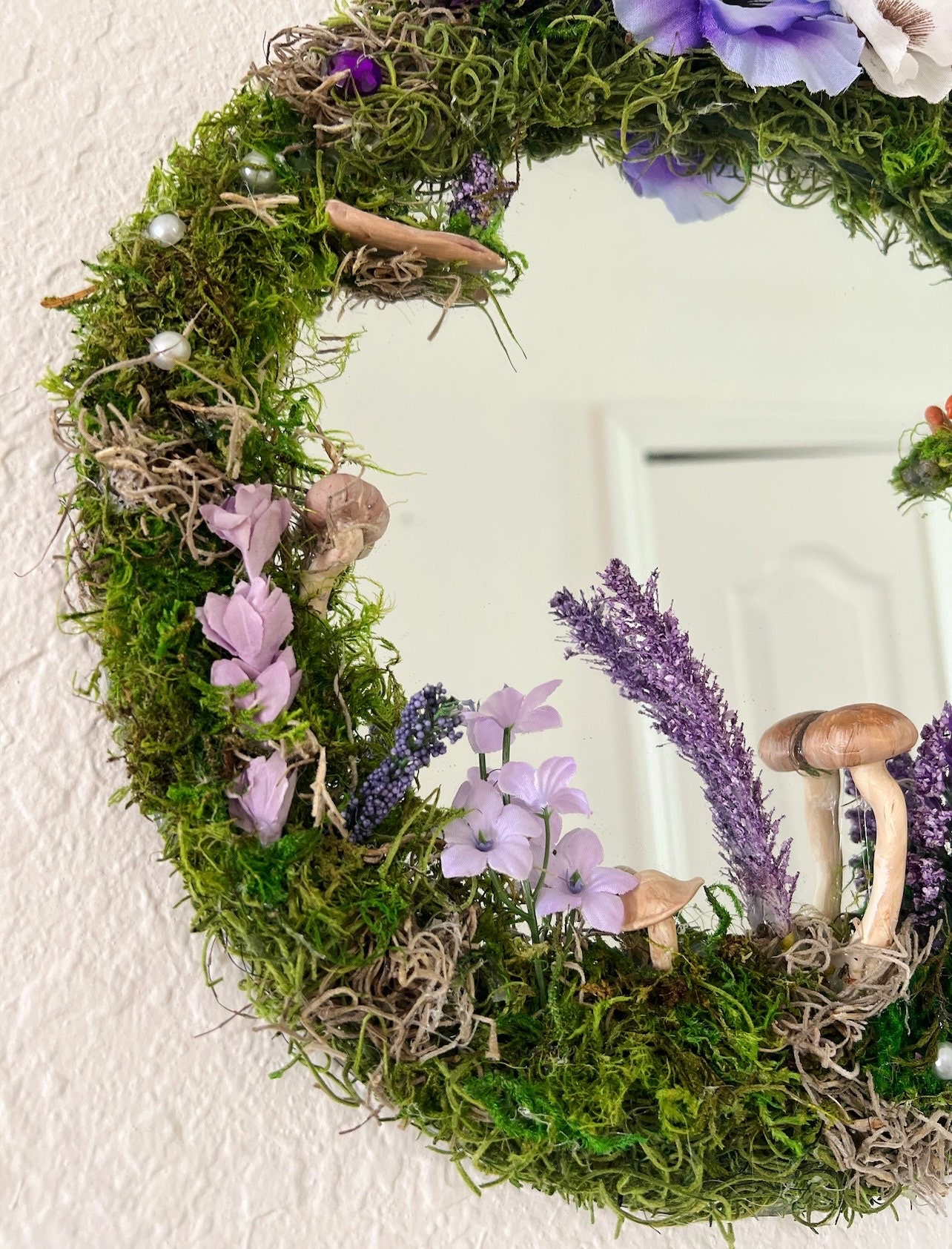 Large Hanging Fairy Moss Mushroom Mirror, Fairy Garden Mirror, Beauty ...