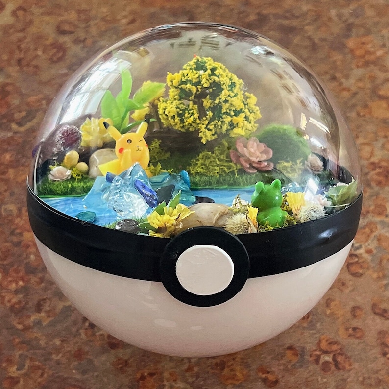 Pokémon Ball Terrarium, Handmade Pokeball Diorama, Poke Ball Shadow Box ...