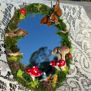 Magical Fairy Moss Mushroom Mirror, Fairy Garden Mirror, Beauty Mirror ...