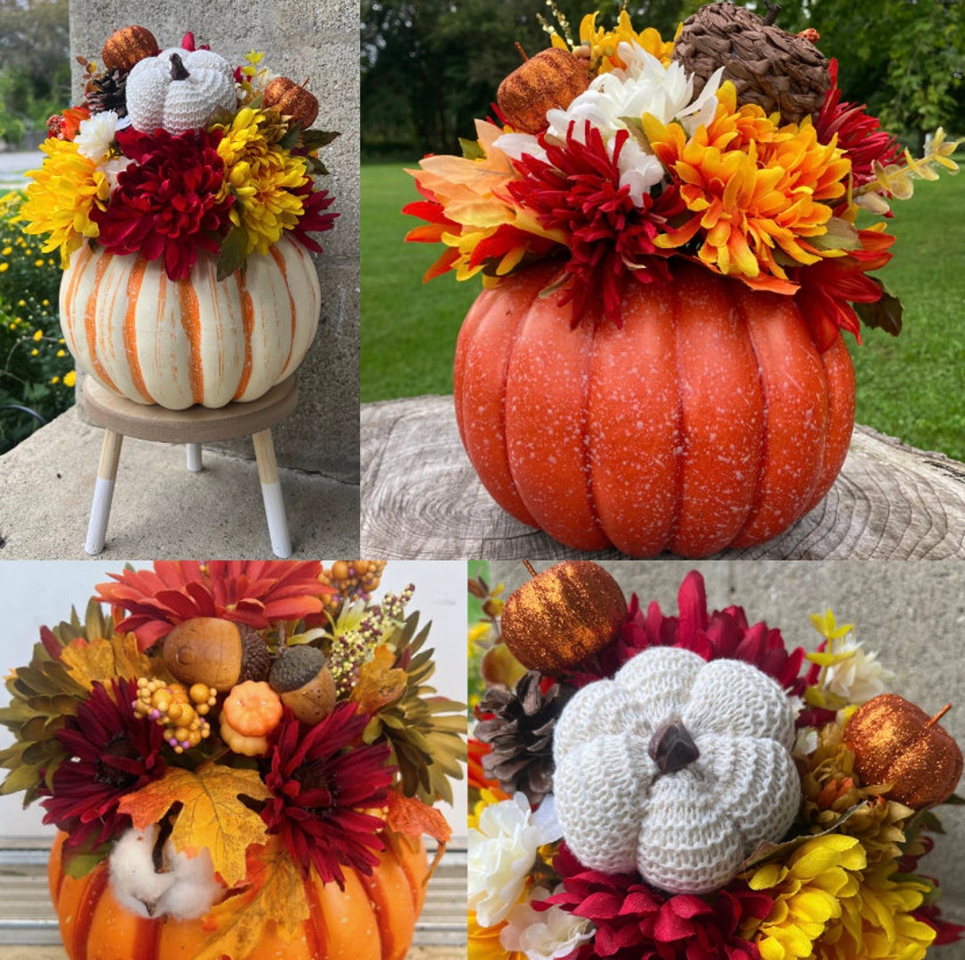 Pumpkin Floral Arrangement, Fall Pumpkin Centerpiece, Floral ...