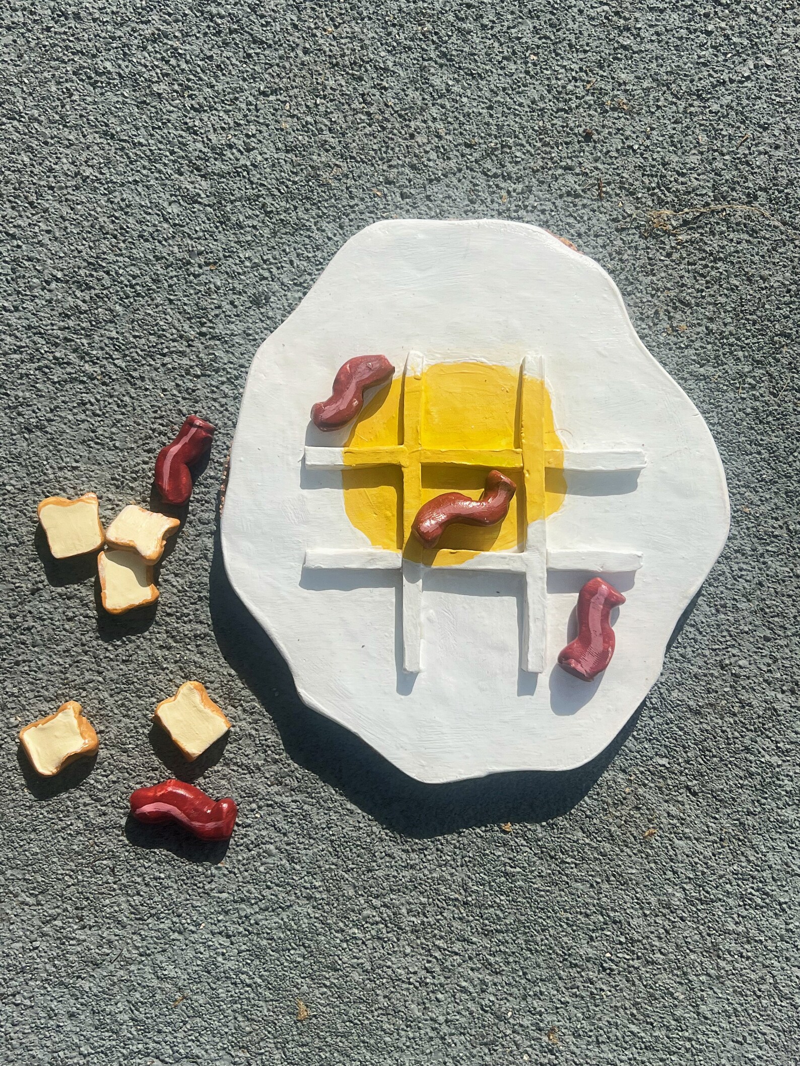 Eggs and Bacon, Breakfast Food, Waffle Tic Tac Toe Board, Polymer Clay ...