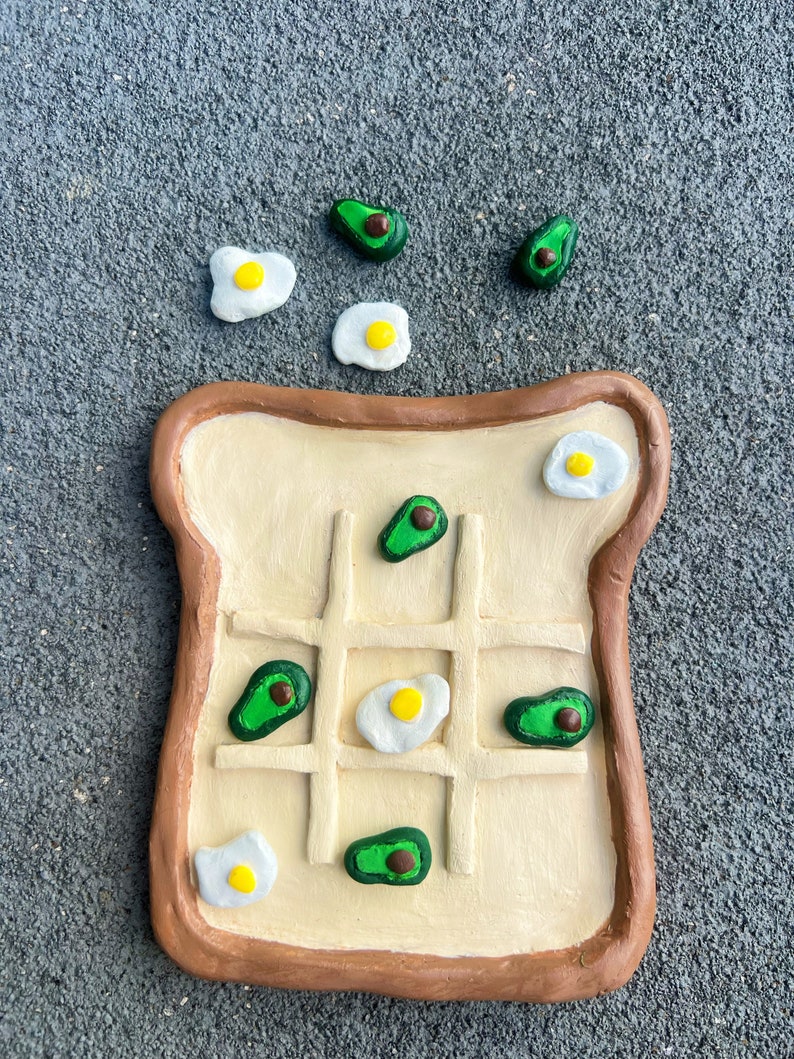 Avocado Toast Tic Tac Toe, Polymer Clay, Centerpiece, Food, Board Game ...