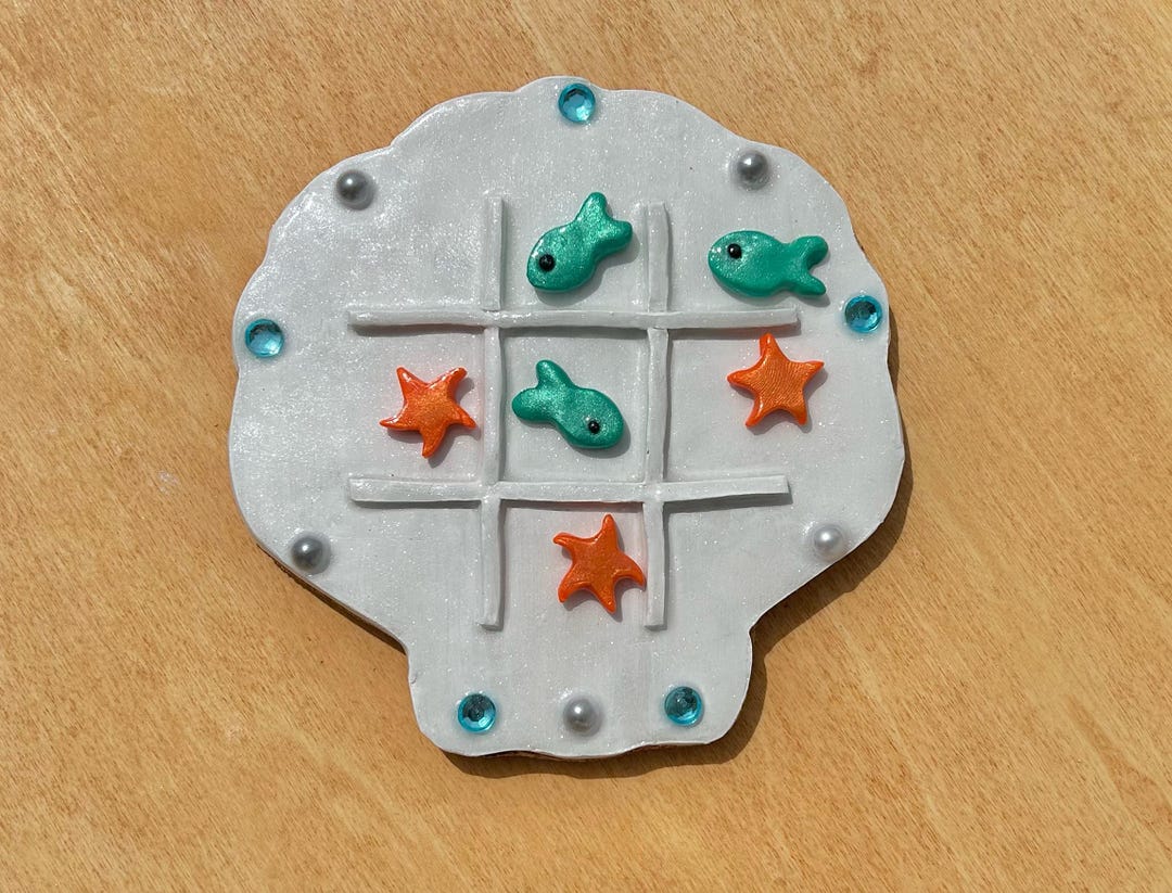 Sea Shell Tic Tac Toe Board, Ocean Decor, Starfish Game, Board Game ...