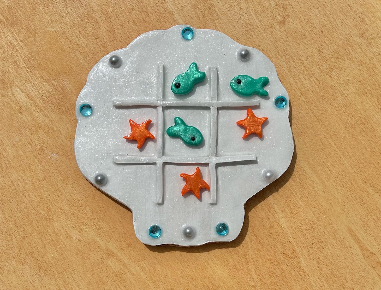 Sea Shell Tic Tac Toe Board, Ocean Decor, Starfish Game, Board Game ...